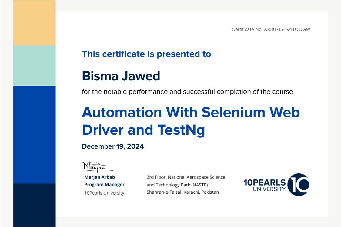 10Pearls University Certificate