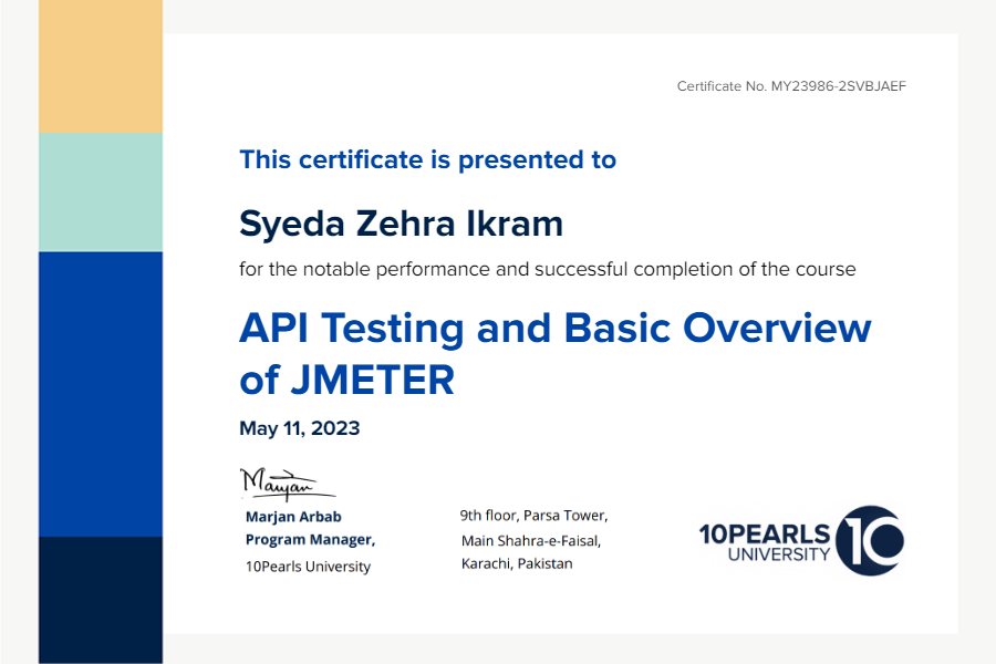 10Pearls University Certificate