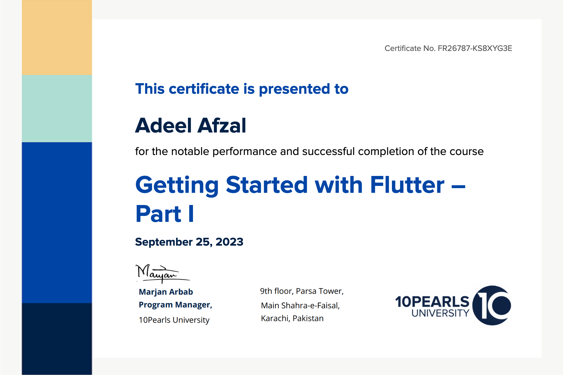 10Pearls University Certificate