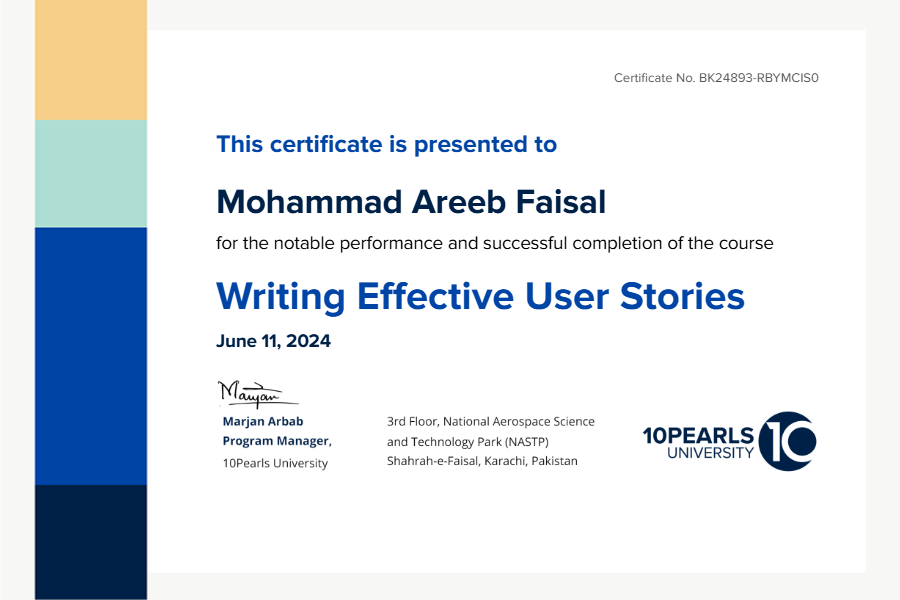 10Pearls University Certificate